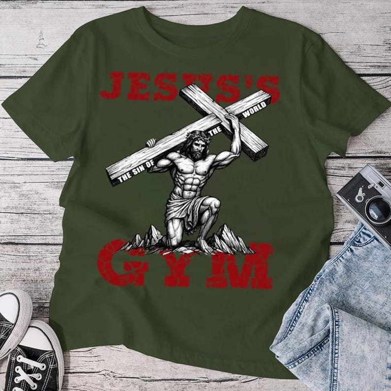 Christian Workout Tee Jesus's Gym Bodybuilder Motivation T-shirt, Faith ...