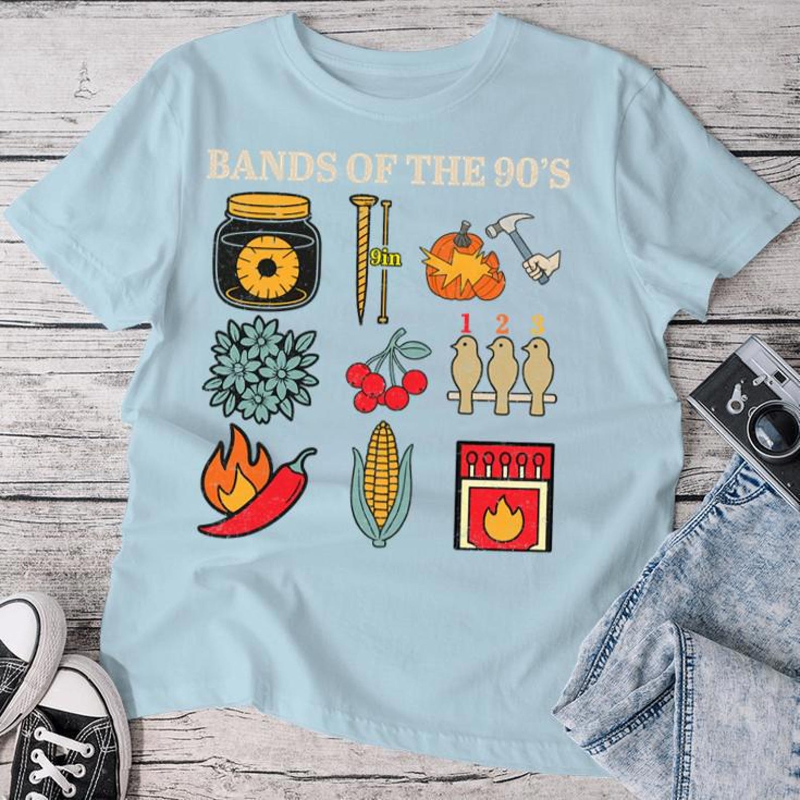 Retro Popular Music Bands of the 90s Rock Funny Vintage T-shirt, 90s ...