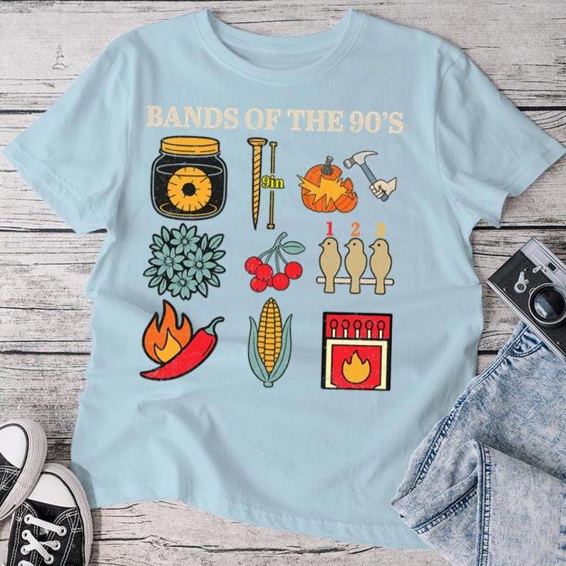 Retro Popular Music Bands of the 90s Rock Funny Vintage T-shirt, 90s ...