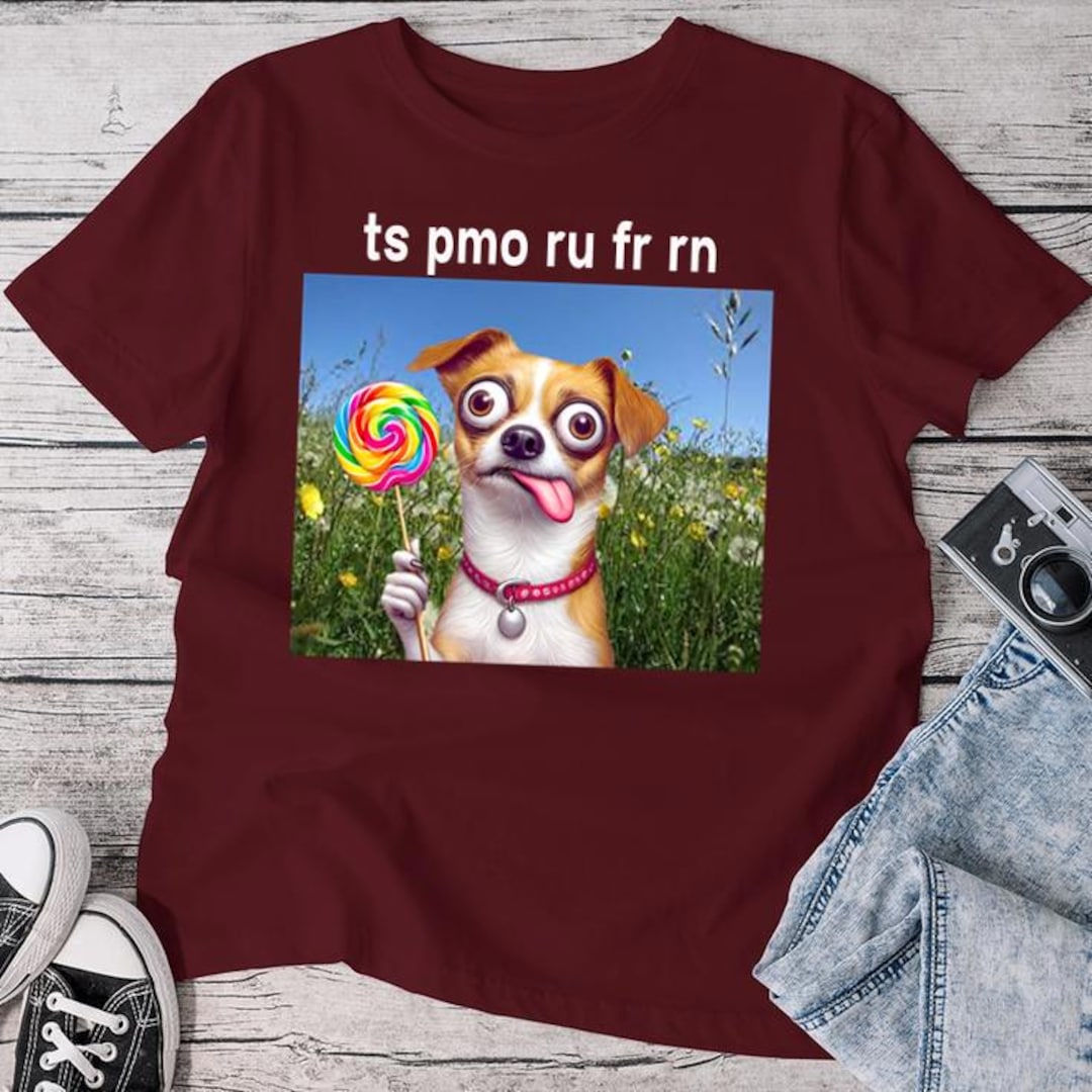 Funny Silly Dog With Lollipop Meme Gen Z Brainrot Slang Meme T-shirt ...
