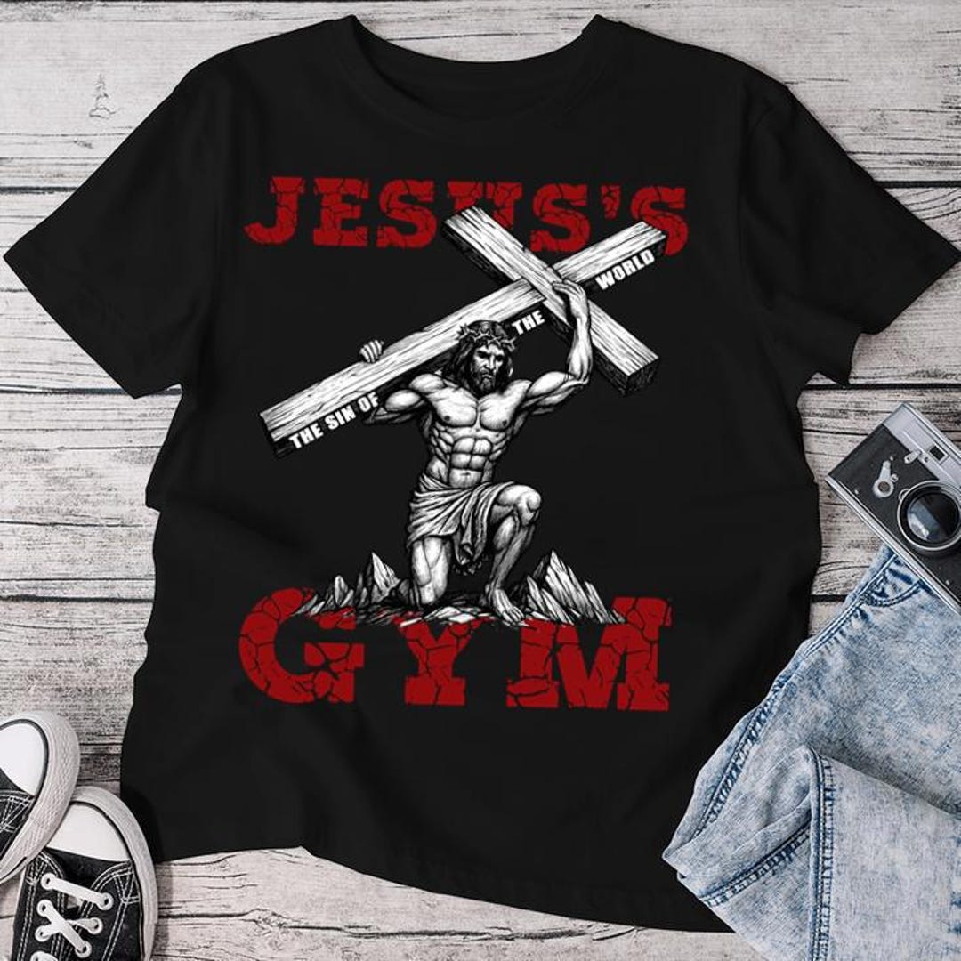 Christian Workout Tee Jesus's Gym Bodybuilder Motivation T-shirt, Faith ...