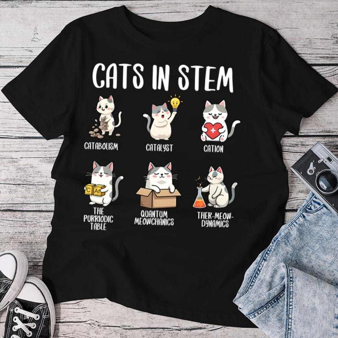 Funny Science Meme Cats in Stem Scientist Nerd Cat Lover T-shirt, Funny ...