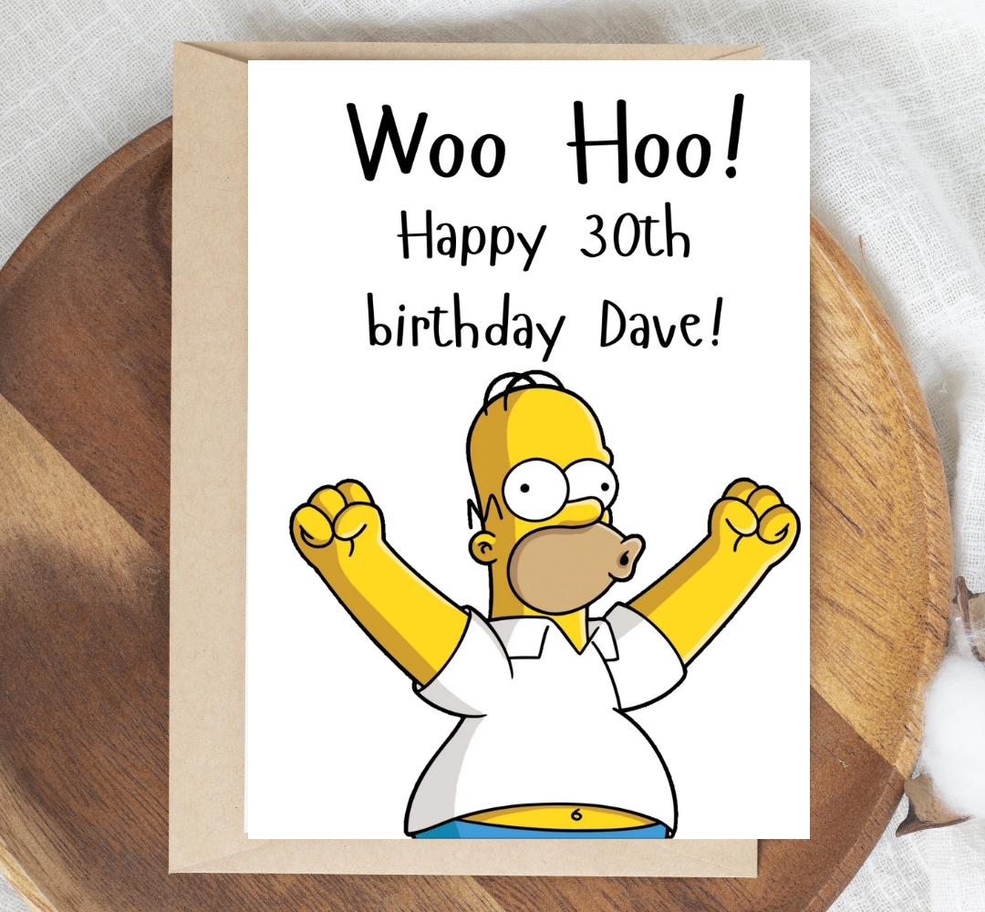 Personalised Homer Simpson Printable Greeting Card Simpsons Happy ...