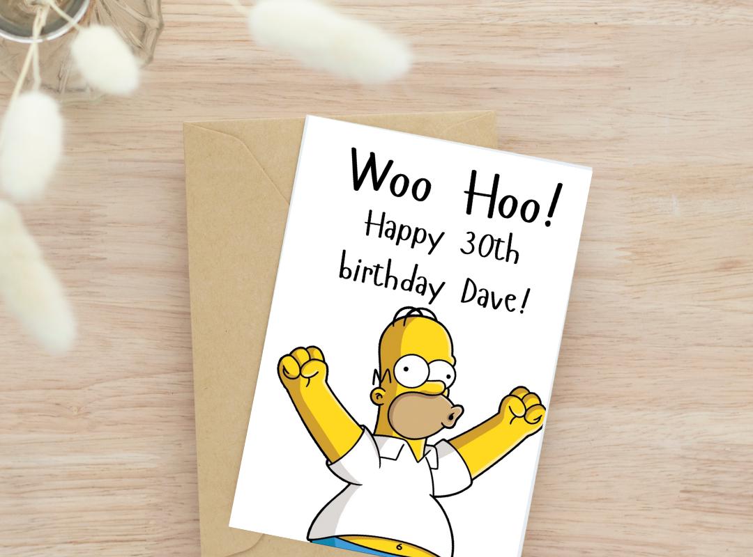 Personalised Homer Simpson Printable Greeting Card Simpsons Happy ...