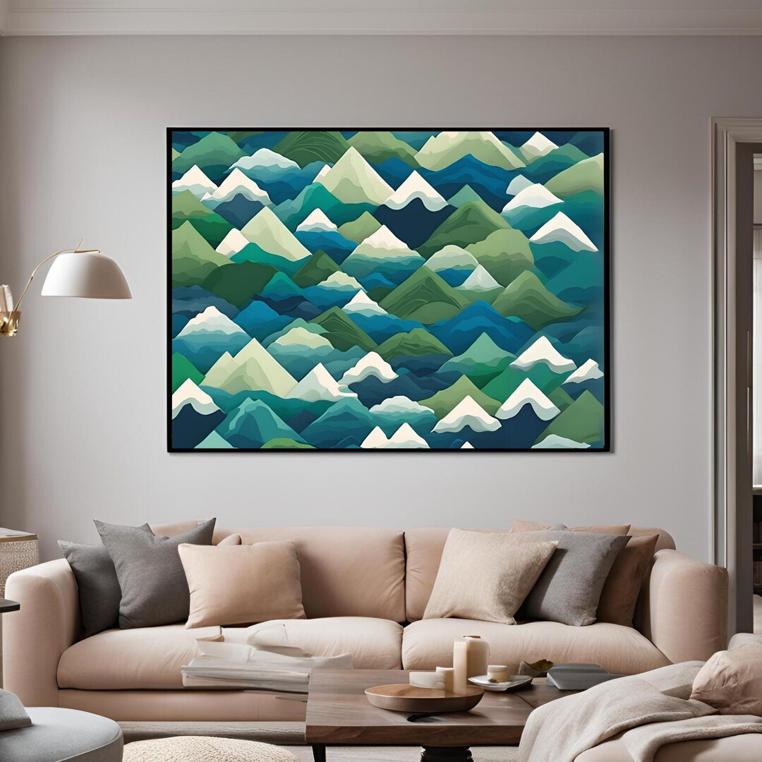 Feng Shui Mountain Wall Art | Geometric Peaks for Prosperity & Balance ...
