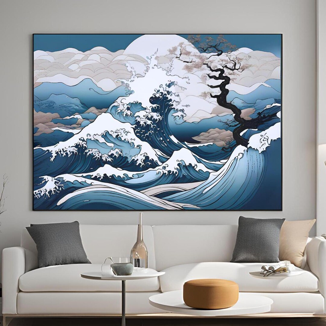 Feng Shui Lucky Waves & Serenity Tree Art | Tranquil Zen Landscape ...