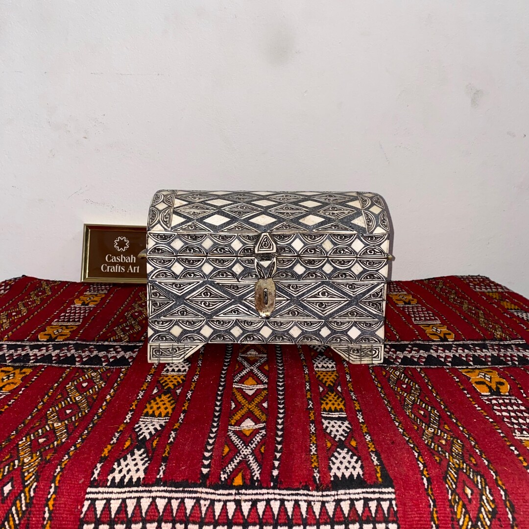 Vintage Berber Box Handcrafted Wooden and Bone Artistry From 1950s ...