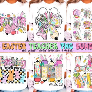 Easter Teacher Bundle Png, Teacher Easter Shirt PNG, Preppy Peeps PNG ...