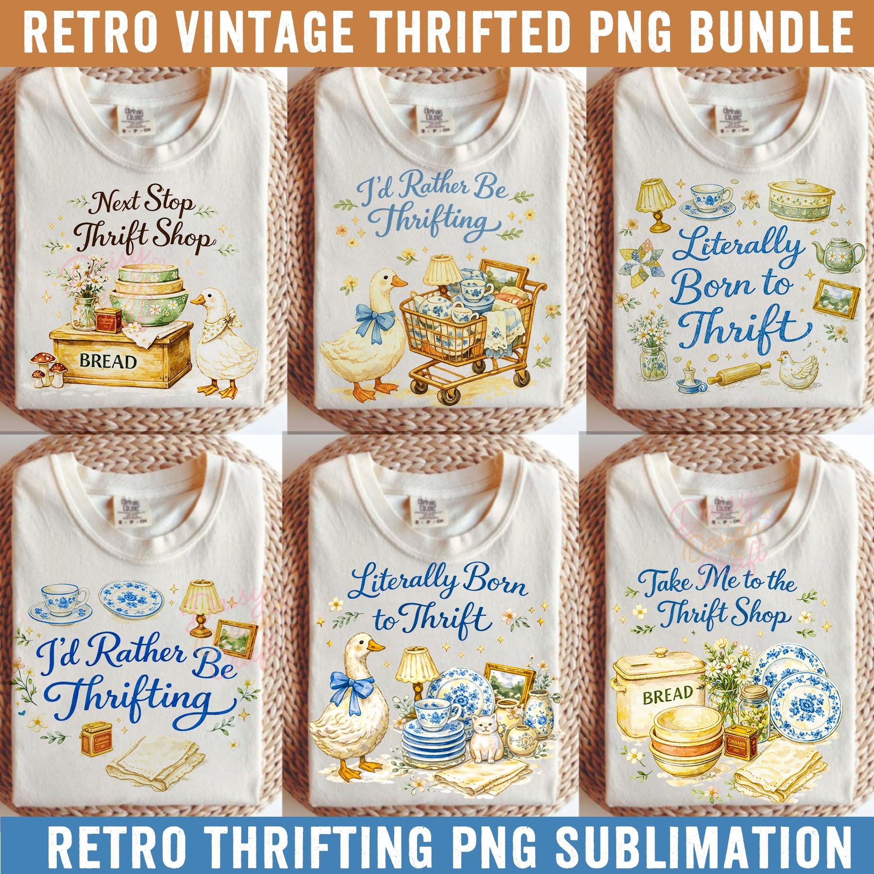 I'd Rather Be Thrifting PNG Bundle Cart Quote Design, Thrifting PNG ...