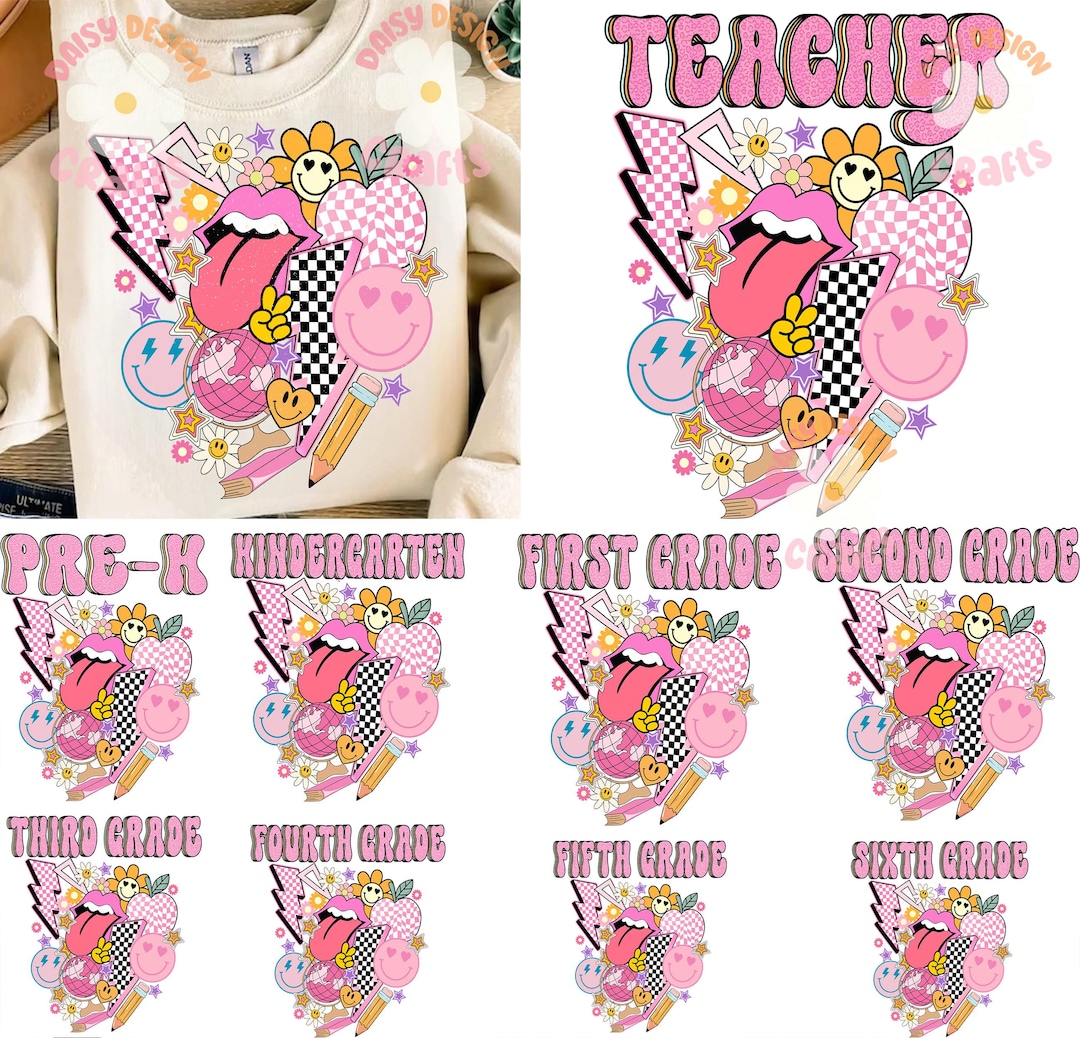 Retro Back to Shool Png Bundle, Teacher Coquette Pencil Png, Teacher ...