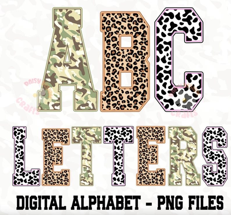 Doodle Letters Alphabet MEGA Bundle, Preppy Varsity Leopard Checkered ...
