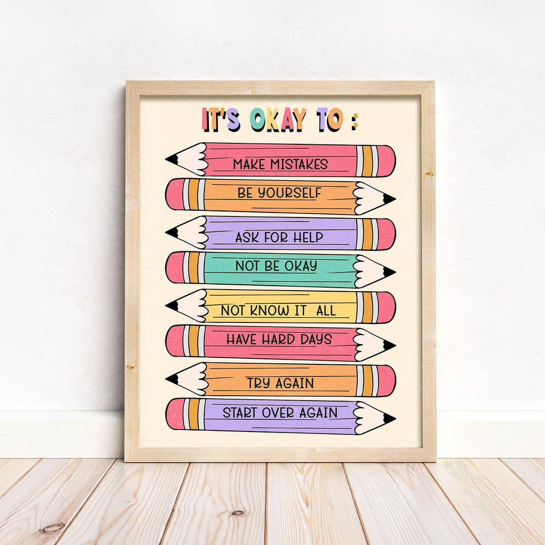 Pastel Classroom Inspirational Art Print : It’s Okay to Not Be Okay ...