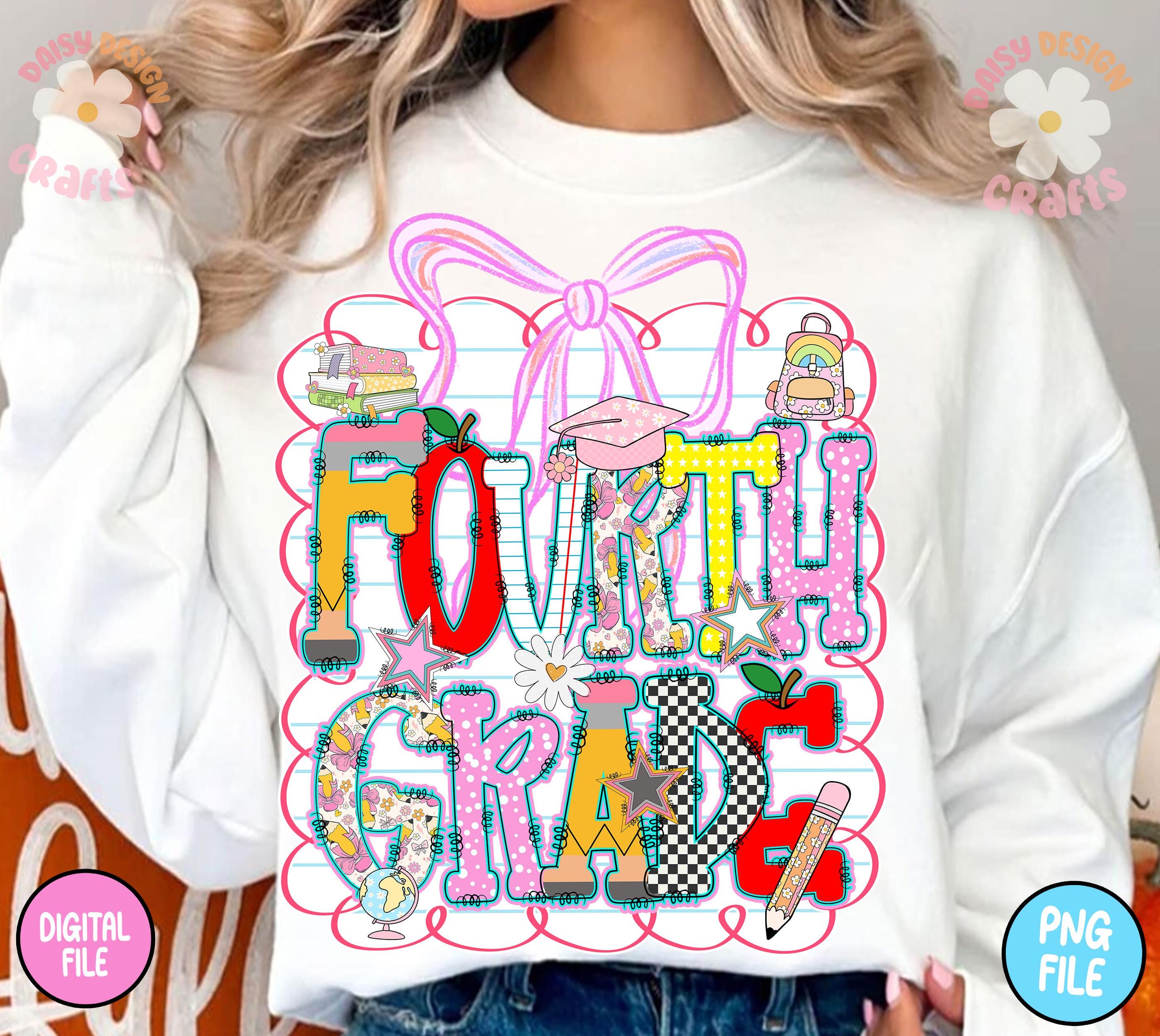 Preppy Back to School Png Bundle, Teacher Coquette Pencil Png, Retro ...