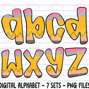 Preppy School Doodle Png Bundle, School Letters Png, Teacher Alphabet ...