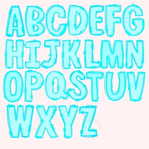 Preppy Letters & Numbers PNG Bundle, 7 Colors Doodle Alphabet Clipart ...