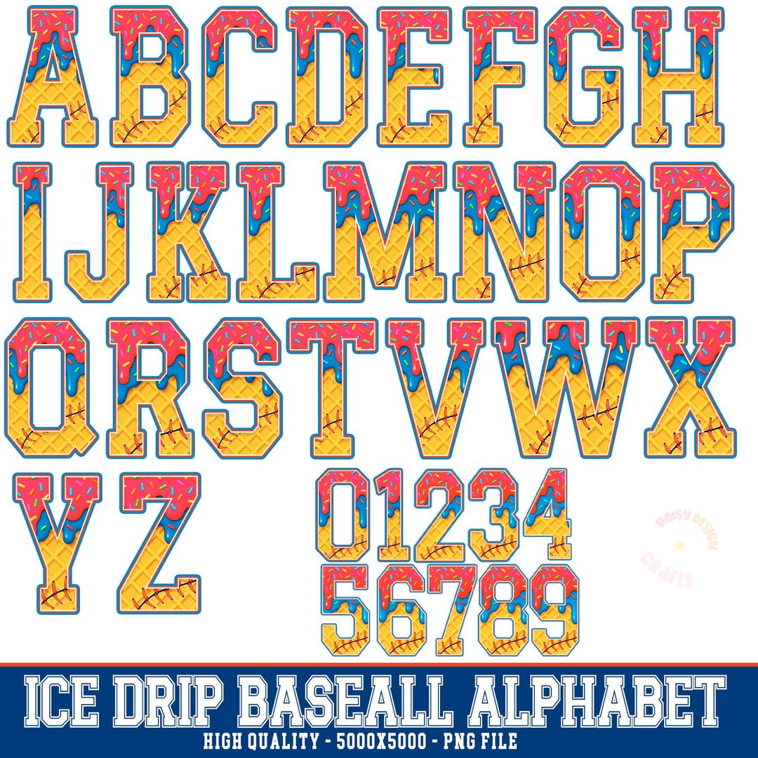 Ice Drip Baseball Alphabet Doodle PNG, Red & Navy Varsity Letters Png ...