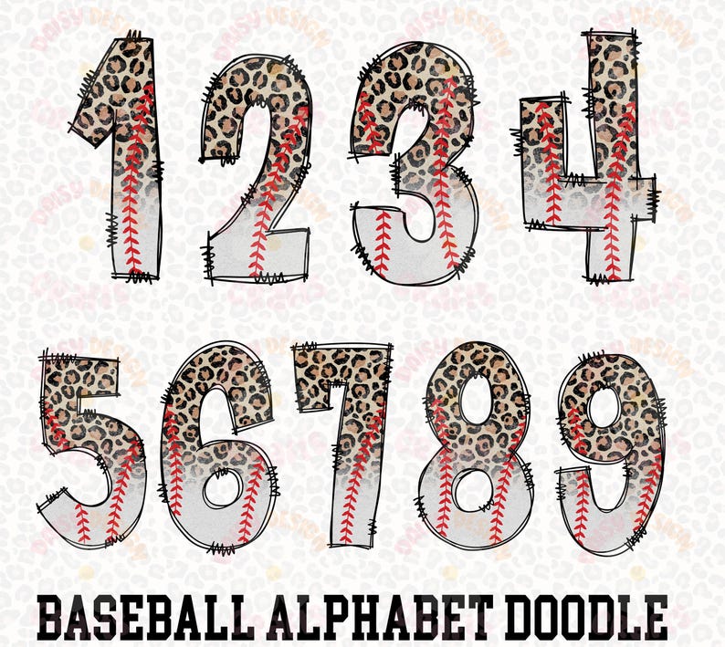 Baseball Alphabet Doodle Png, Baseball Font Png, Leopard Baseball ...