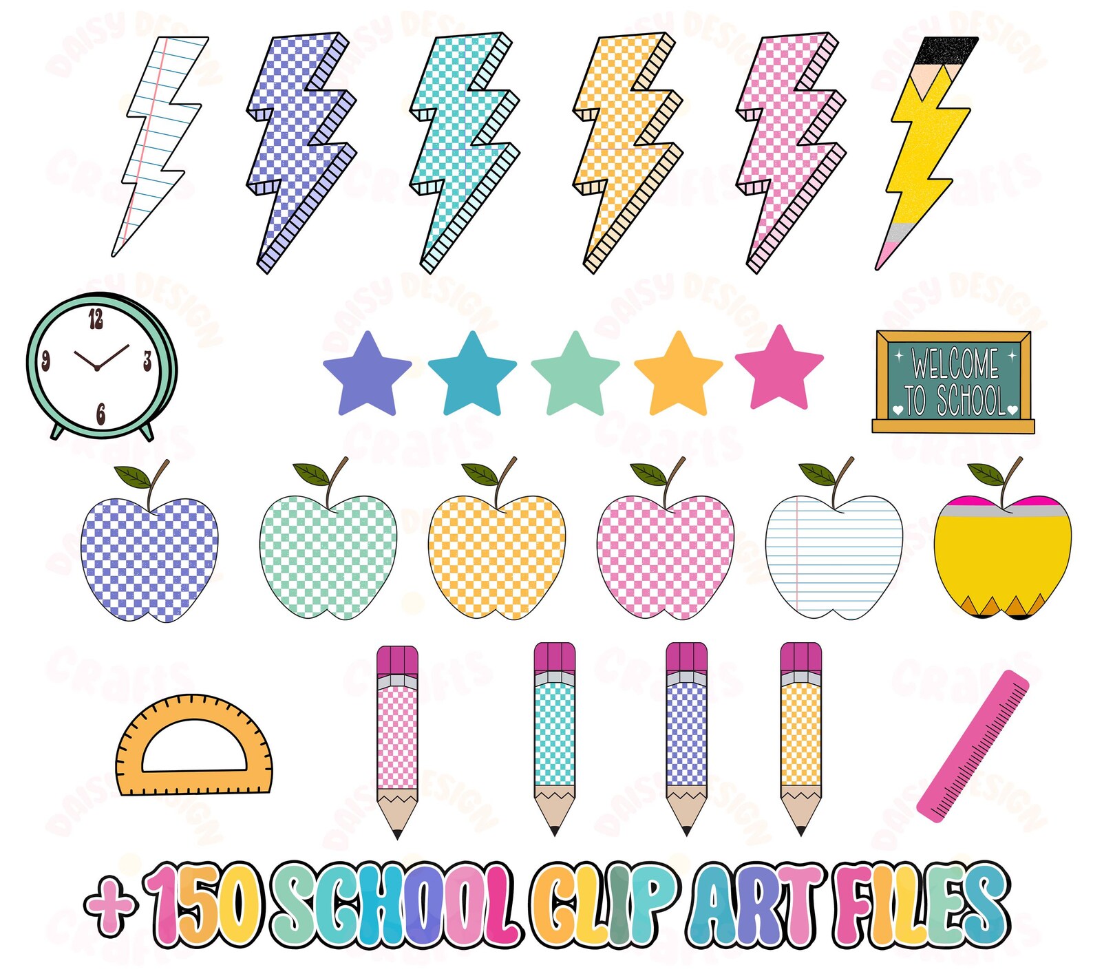 Retro School Clipart Bundle, Teacher Clipart Education, Teacher Png ...