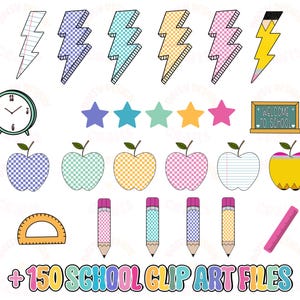 Retro School Clipart Bundle, Teacher Clipart Education, Teacher Png ...