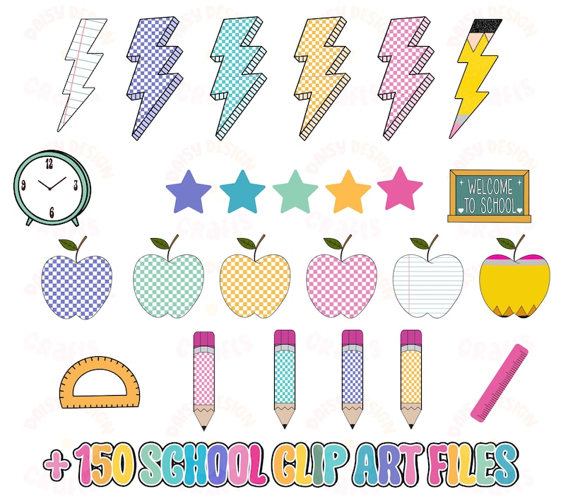 Retro School Clipart Bundle, Teacher Clipart Education, Teacher Png ...