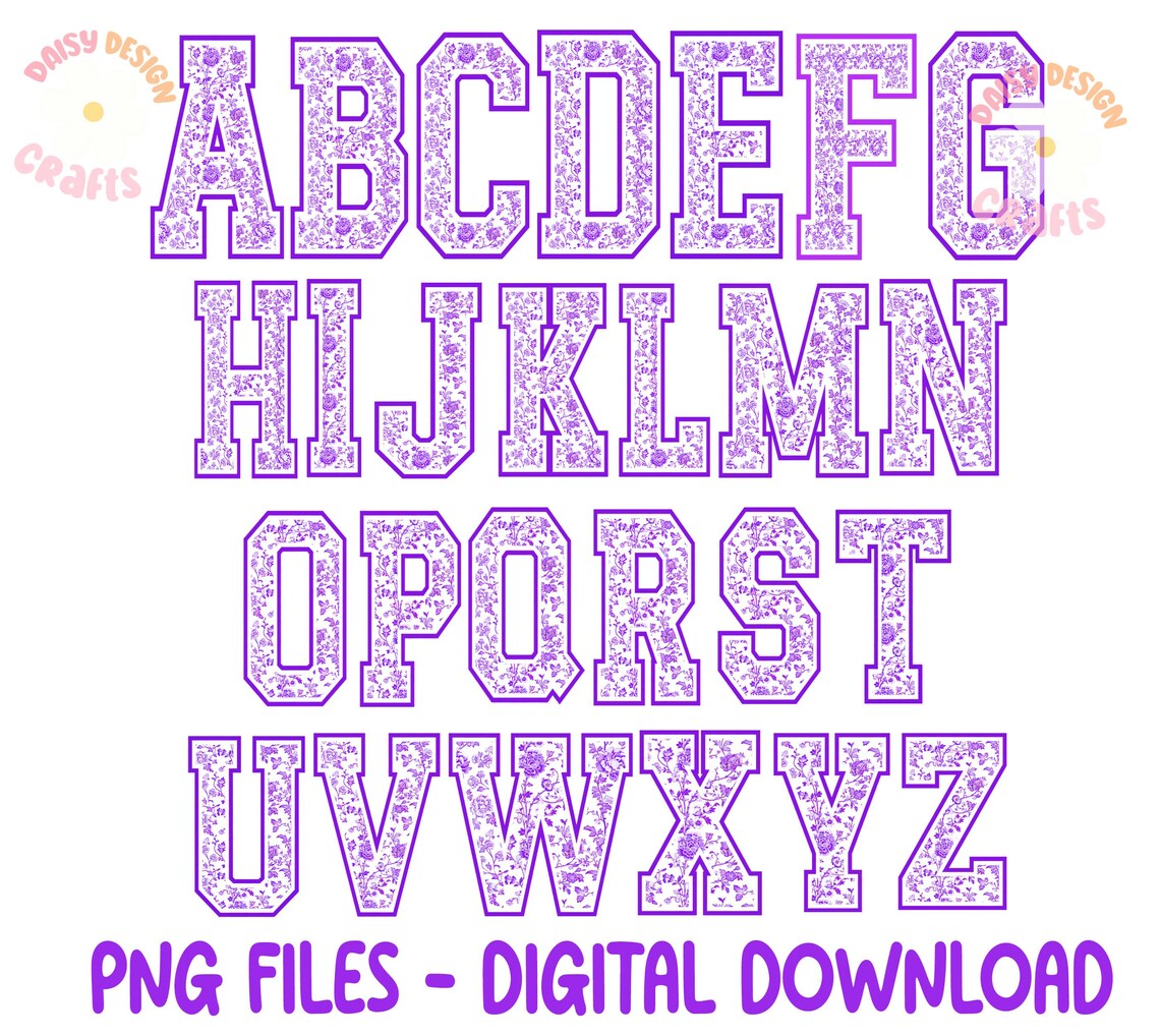 Purple Chinoiserie Alphabet PNG, Chinoiserie Varsity Png, Purple ...