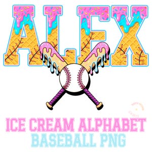 Ice Cream Drip Alphabet Doodle PNG, Pink & Blue Varsity Letters Png ...
