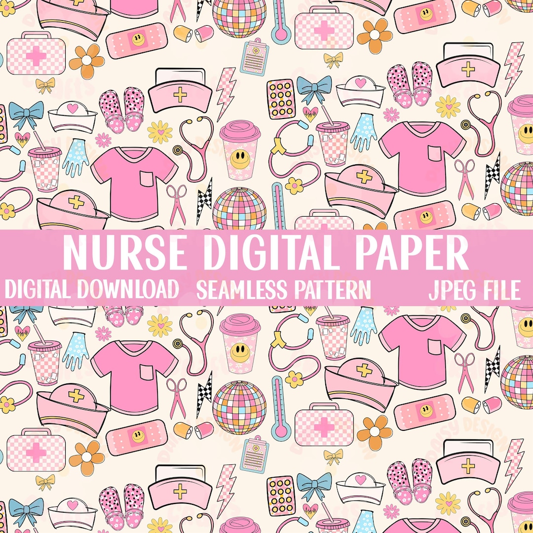 Nurse Seamless Pattern, Nurse Digital Paper, Nurse Sublimation Design ...