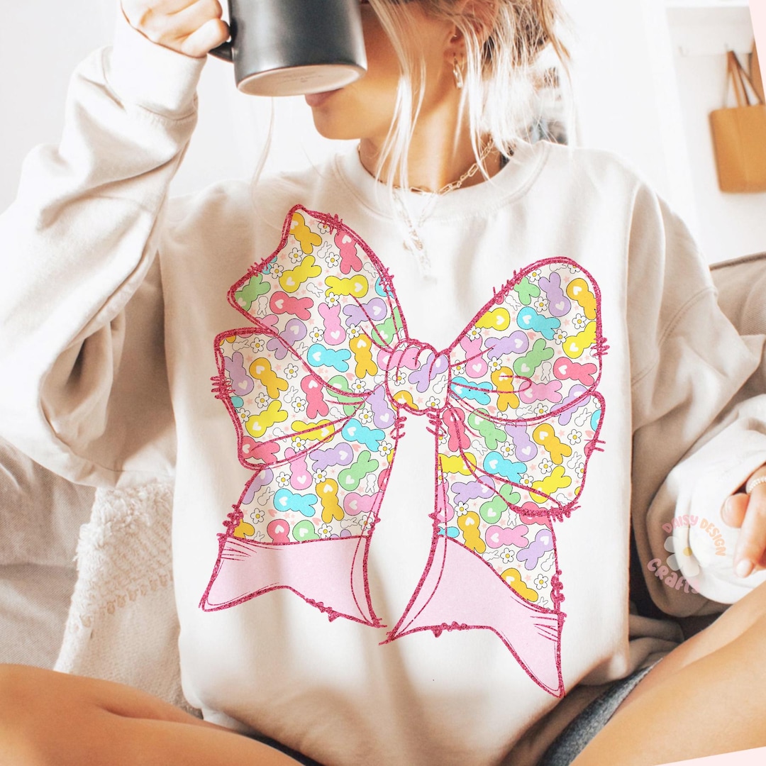 Coquette Easter Bunny PNG, Cute Easter Bow Clipart, Happy Easter Design ...