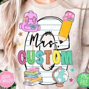 Custom Teacher Name Png, Personalized Teacher Design Png, Retro Teacher ...