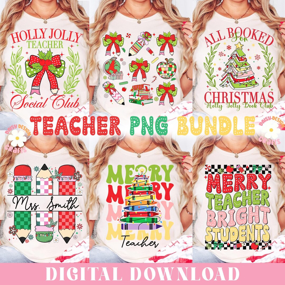Merry Teacher Png Bundle, Christmas Png, Christmas Teacher Png, Holiday ...