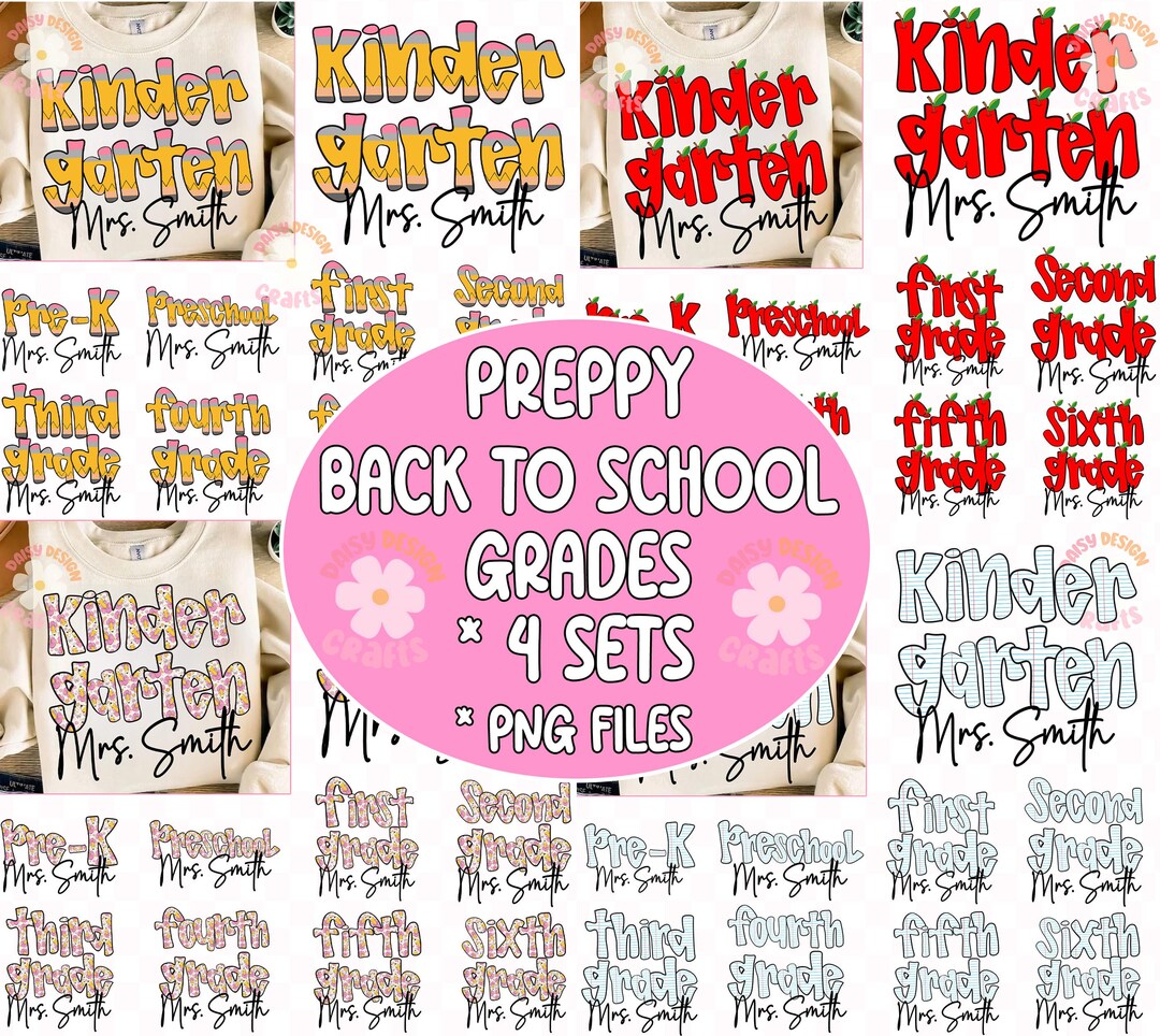 Preppy Back to School PNG Bundle, Teacher Grades (digital Download) - Etsy