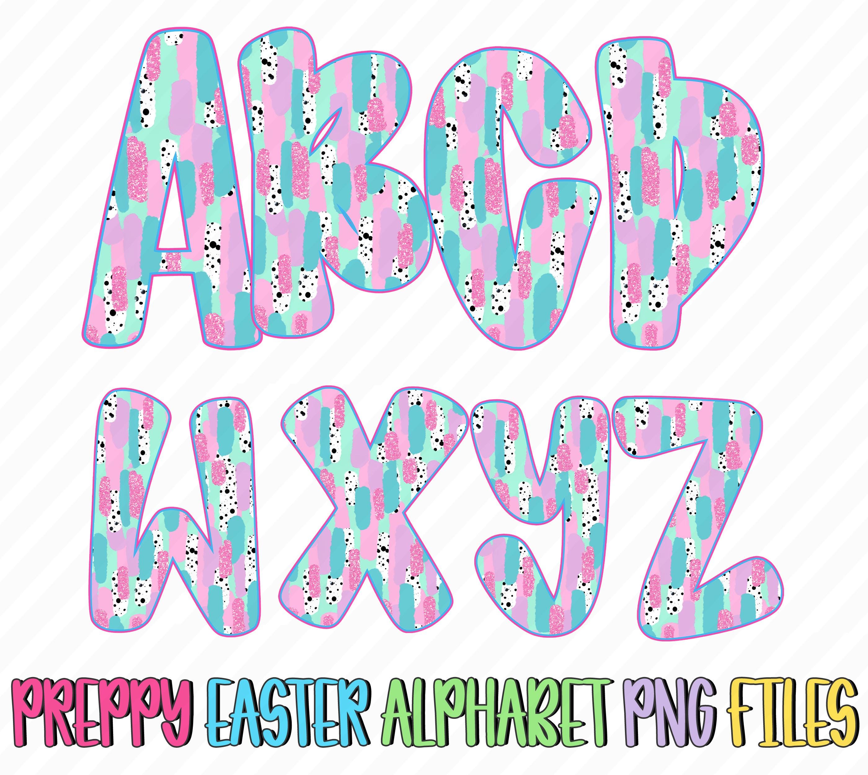 Preppy Easter Alphabet PNG | Easter Alphabet Letters | Bunny Alphabet ...