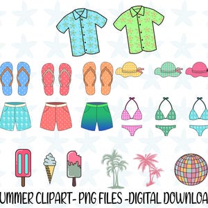 Retro Summer Clipart Png Bundle, Clipart Png Bundle, Retro Summer Png ...