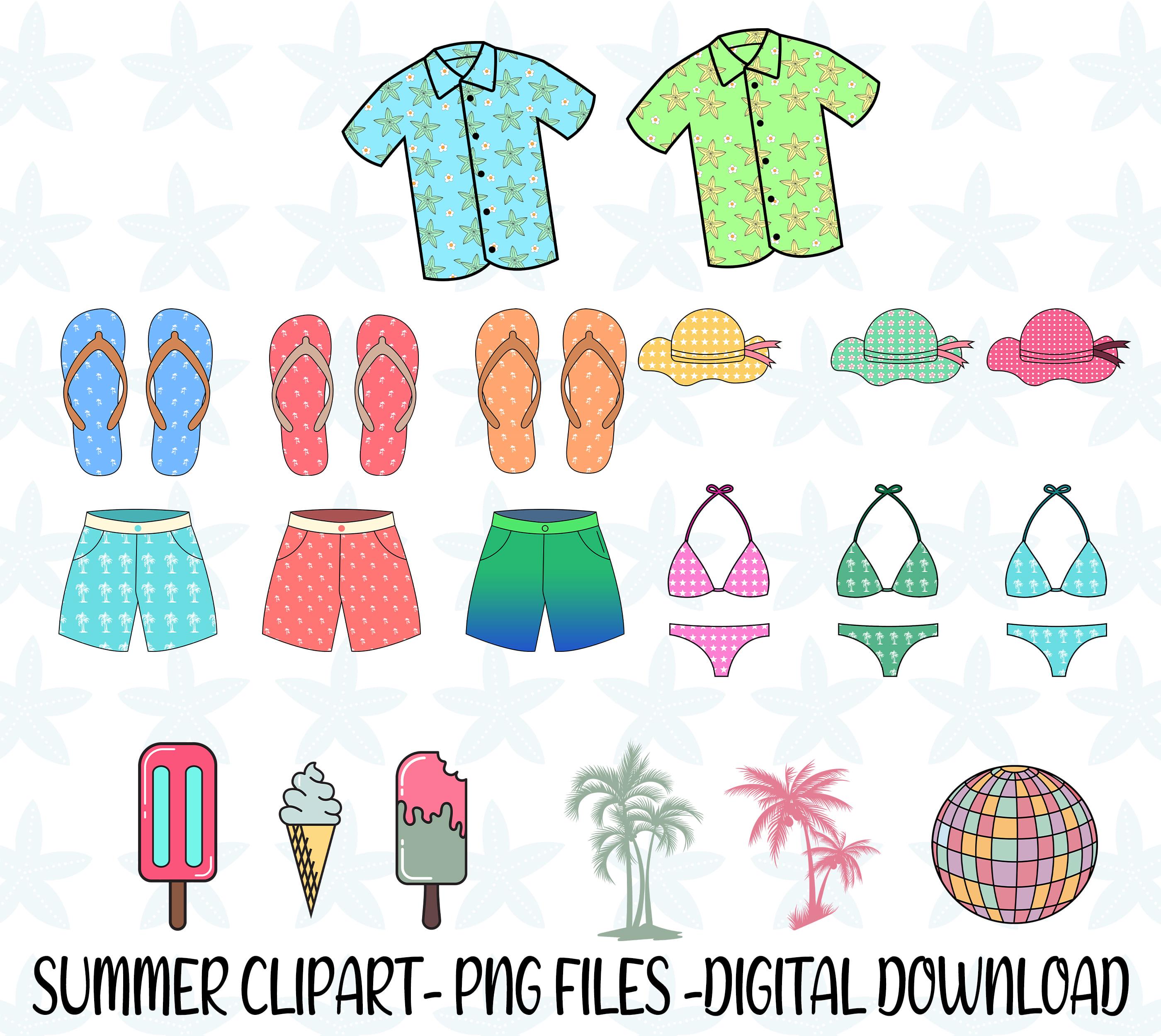 Retro Summer Clipart Png Bundle, Clipart Png Bundle, Retro Summer Png ...