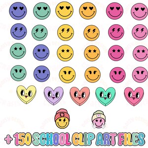 Retro School Clipart Bundle, Teacher Clipart Education, Teacher Png ...