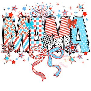 Preppy 4th of July Alphabet Set PNG, American Flag Doodle, Patriotic ...