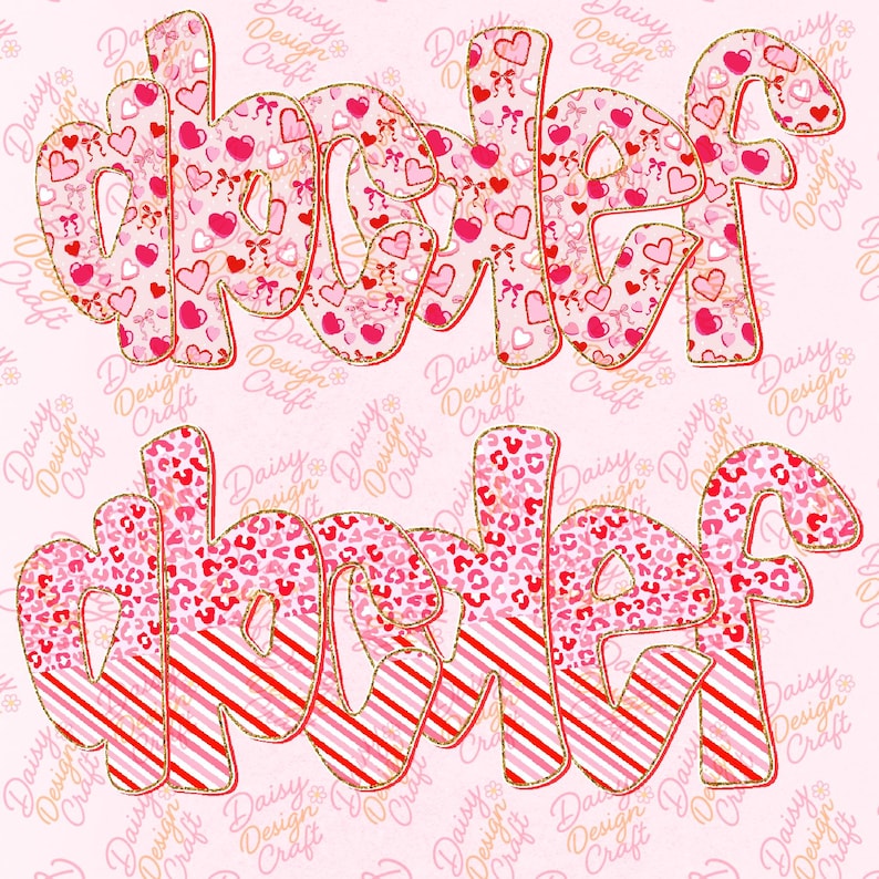 Preppy Christmas Alphabet Clipart: Retro Pink PNG Bundle, 7 Alpha Set ...