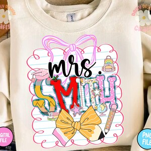 Custom Teacher Name Png, Custom Teacher Design Png, Retro Teacher Png ...