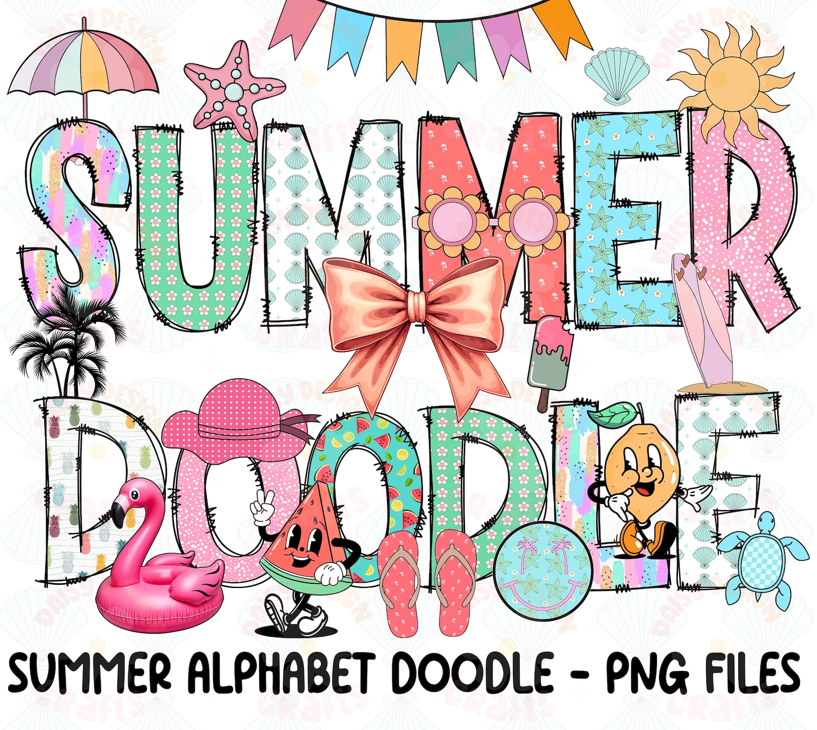 Summer Alphabet Doodle Png, Summer Alphabet PNG, Summer Font PNG ...