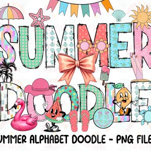 Summer Alphabet Doodle Png, Summer Alphabet PNG, Summer Font PNG ...