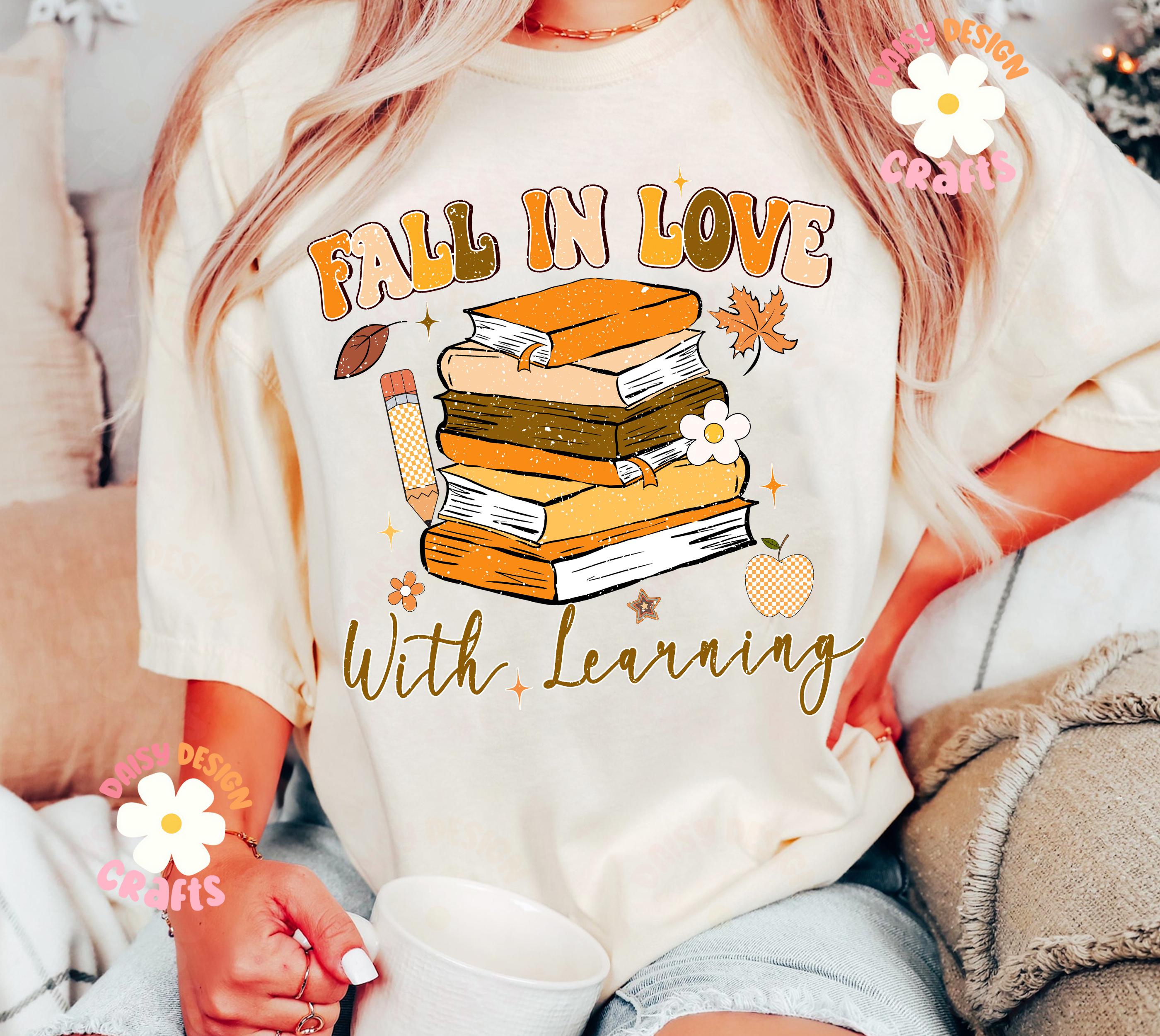 Fall in Love With Learning Svg, Fall Teacher Png, Groovy Fall Svg ...