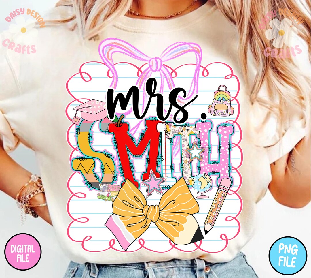 Custom Teacher Name Png, Custom Teacher Design Png, Retro Teacher Png ...