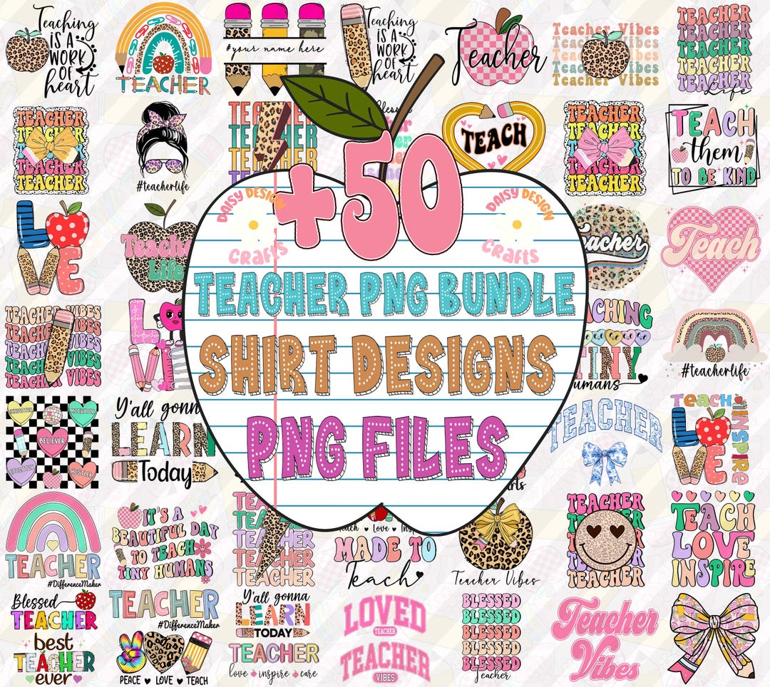 50+ Teacher PNG Bundle, Retro Boho Teacher Sublimation, Teacher ...