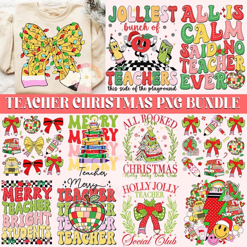 Holiday Teacher Mega Bundle, Teacher Png, Teacher Png, Christmas ...