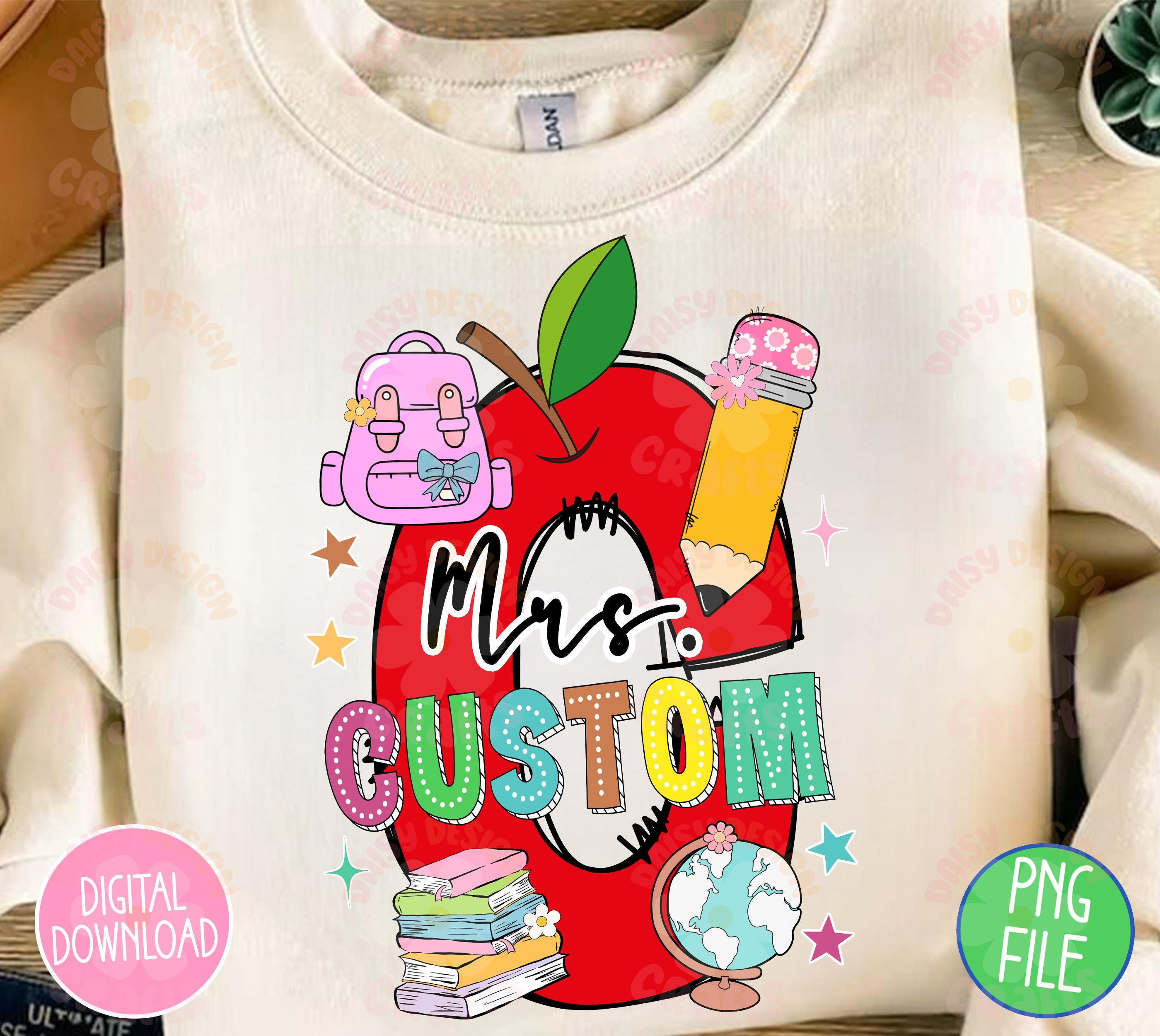 Custom Teacher Name Png, Personalized Teacher Design Png, Retro Teacher ...