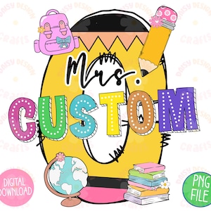 Custom Teacher Name Png, Personalized Teacher Design Png, Retro Teacher ...