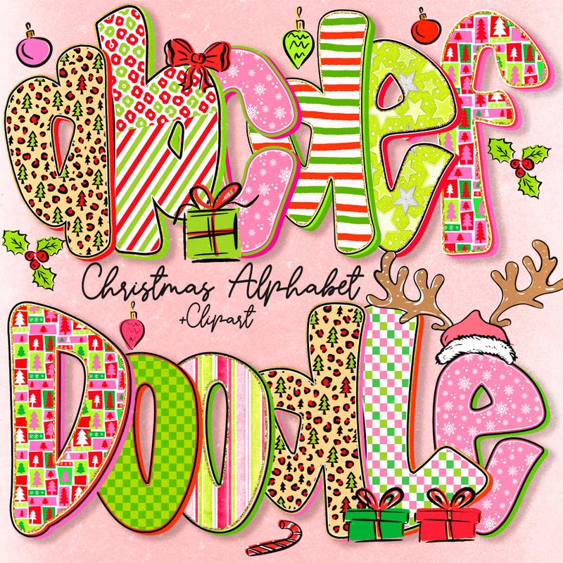 Christmas Alpha Clipart - Etsy