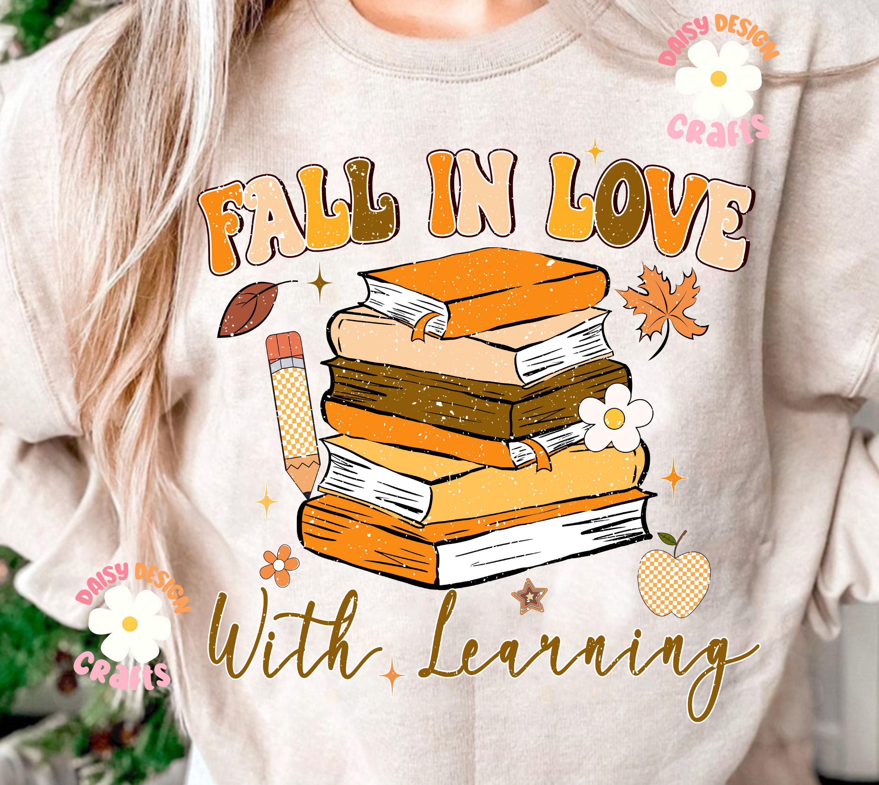 Fall in Love With Learning Svg, Fall Teacher Png, Groovy Fall Svg ...