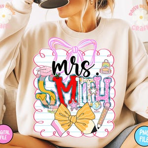 Custom Teacher Name Png, Custom Teacher Design Png, Retro Teacher Png ...