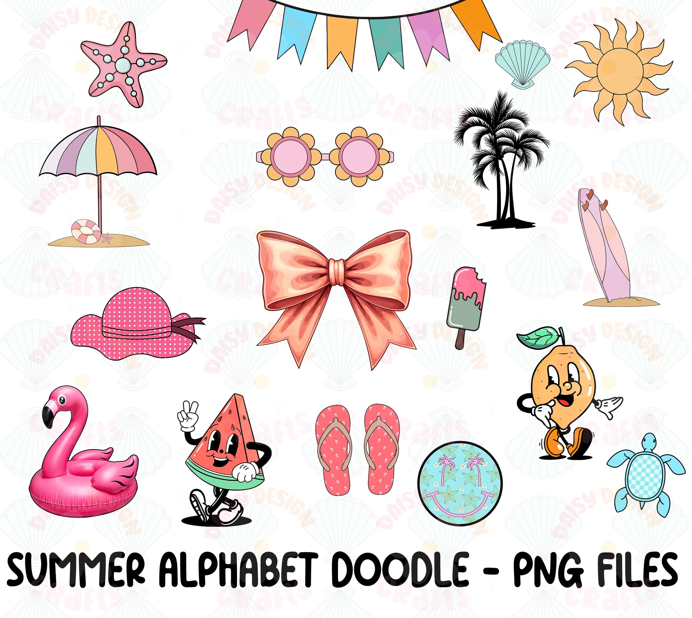 Summer Alphabet Doodle Png, Summer Alphabet PNG, Summer Font PNG ...